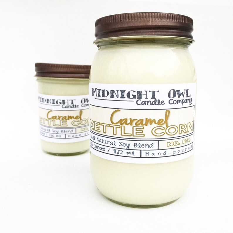Caramel Kettle Corn Scented Mason Jar Candle 8oz or 16oz - Etsy