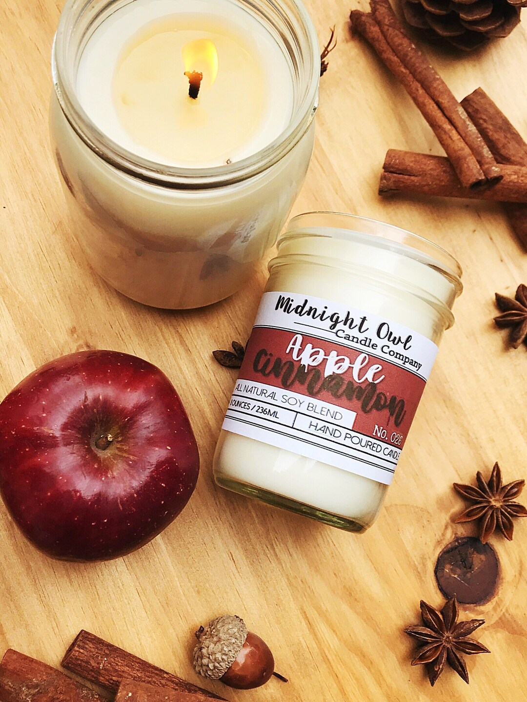 Apple Cinnamon Soy Candle | Fall Scented Candle, Fall Shower Favor ...