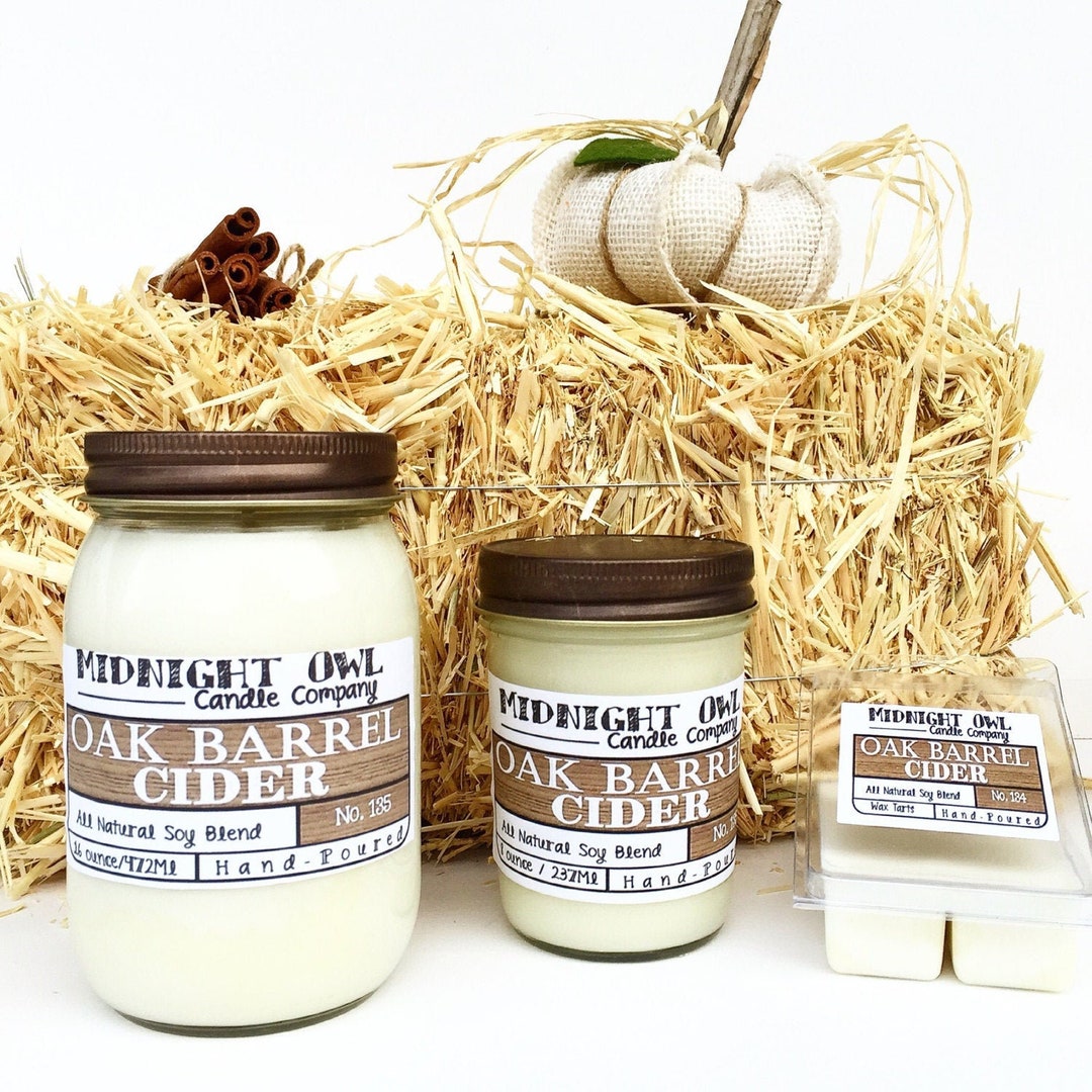 Oak Barrel Cider Scented Candle, Fall Candles, Apples and Oak, Cider ...