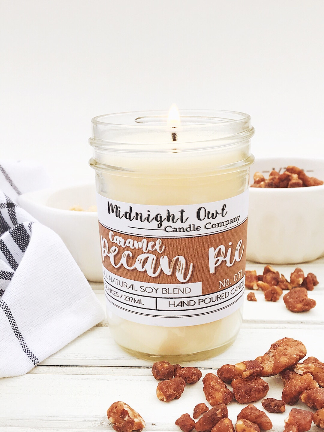 Caramel Pecan Pie Candle | Mason Jar Candle, Scented Soy Candle, Baked ...
