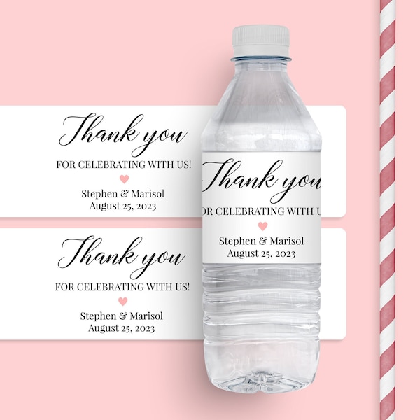 Small Water Bottle Thank You Label - Etsy