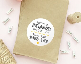 He Popped the Question, Bridal Shower Label, Engagement Party, Wedding ...