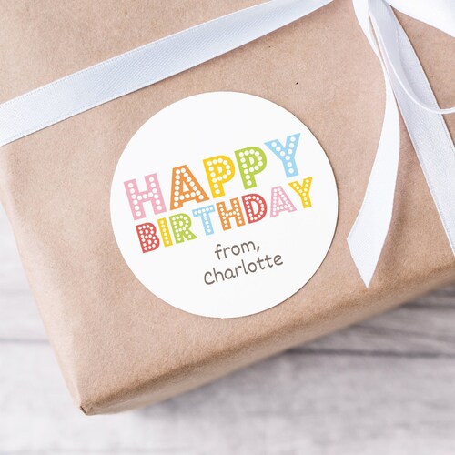 Personalized Birthday Stickers Rainbow Happy Birthday - Etsy