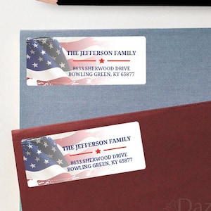 Patriotic Address Labels, American Flag Return Address Stickers, 4th of ...