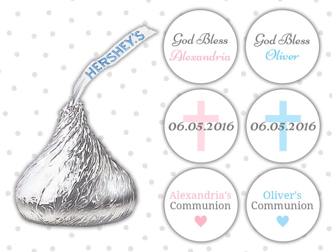 Hershey Kiss Stickers for Communion, Baptism, Christening Labels ...