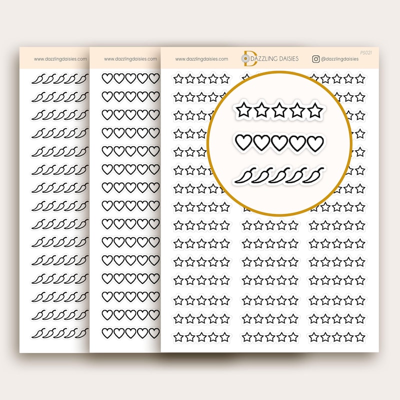 Hearts Stars Stickers - Etsy