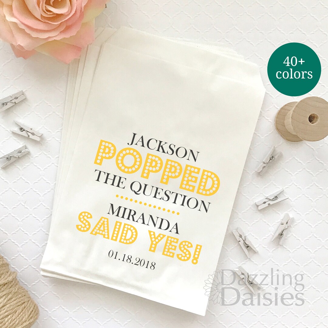 He Popped the Question Bags for Wedding or Bridal Shower, Engagement ...