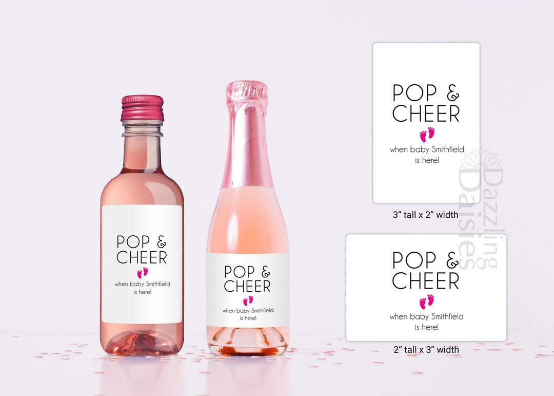 Pop and Cheer Labels for Mini Champagne and Wine Bottles, Pop and Cheer ...