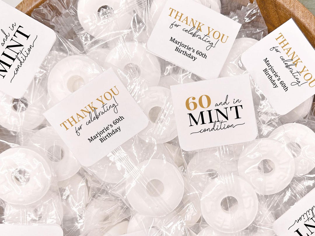 60 and in Mint Condition Party Favors, Birthday Mints, Milestone ...