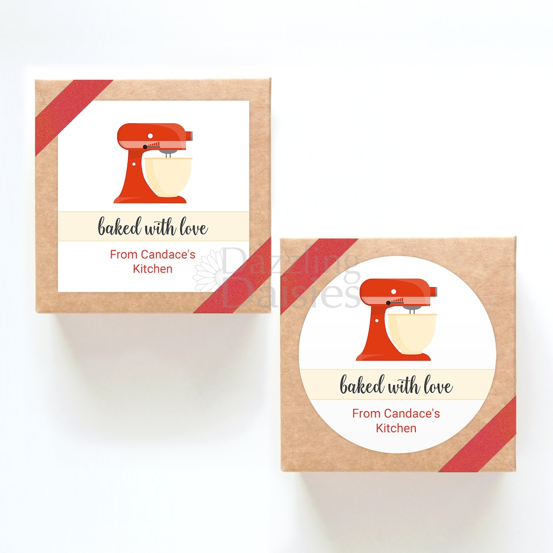 Baked With Love Stickers, Personalized Bakery Labels for Baked Goods ...