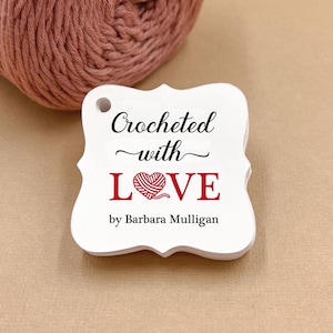 Crocheted With Love Tags Personalized, Crochet Knitting Labels ...