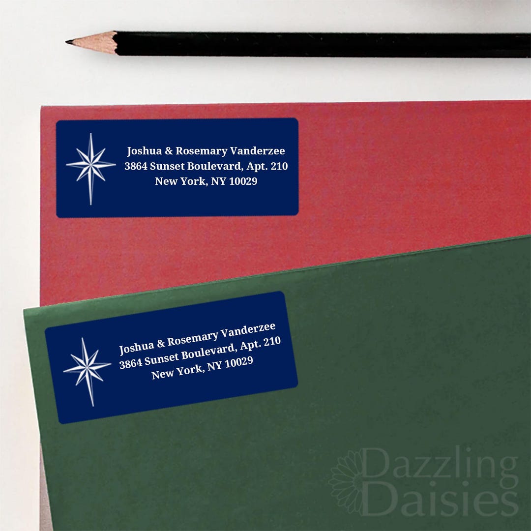Star of Bethlehem Return Address Labels, Christmas Envelope Stickers - Etsy