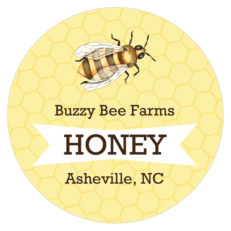 Honey Jar Labels With Bee, Homemade Stickers for Jars and Canning, Farm ...