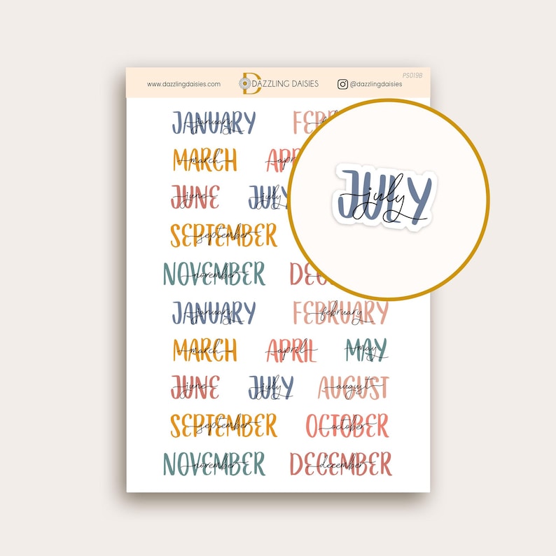 Month Header Sticker for Calendar, Agenda, Months Planner Stickers ...
