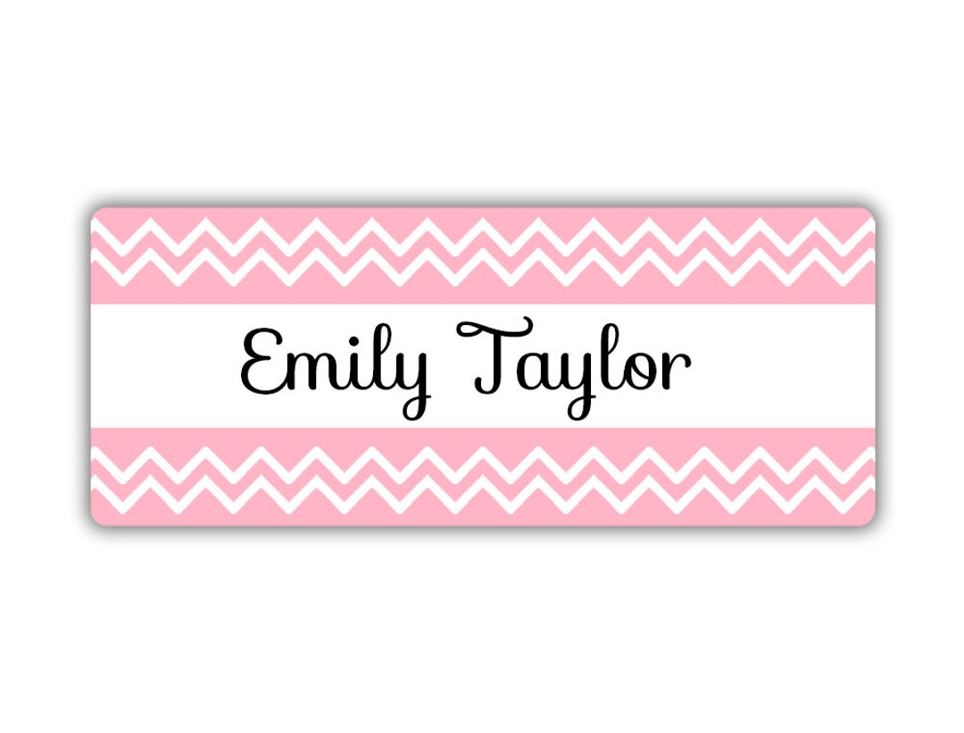 Personalized Name Labels for Kids Chevron Design, Waterproof School ...