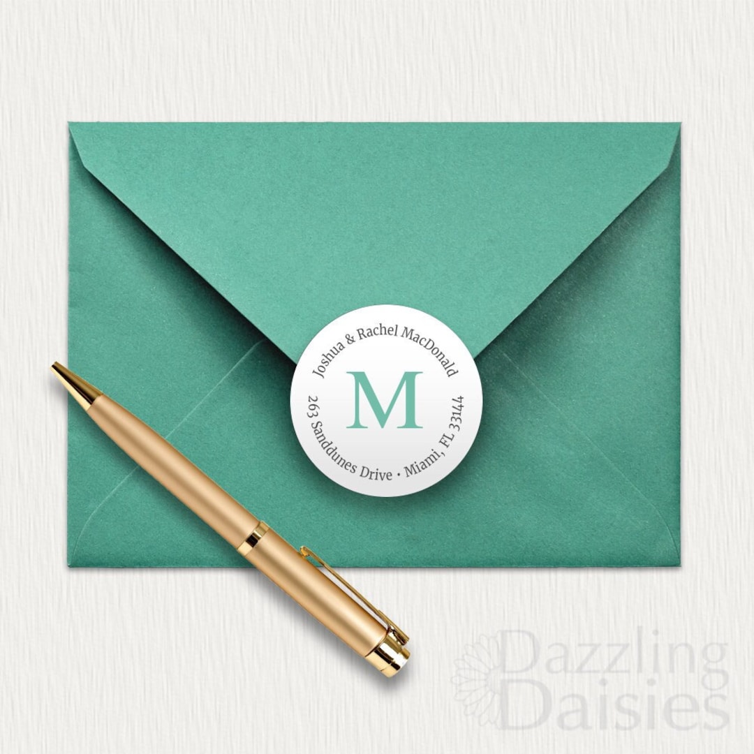Round Return Address Labels, Monogram Envelope Seals, Personalized ...