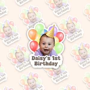 Custom Birthday Face Stickers, Kids Birthday Favor Labels, Party Favors ...