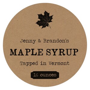 Custom Maple Syrup Labels, Syrup Bottle Stickers, Rustic Design ...