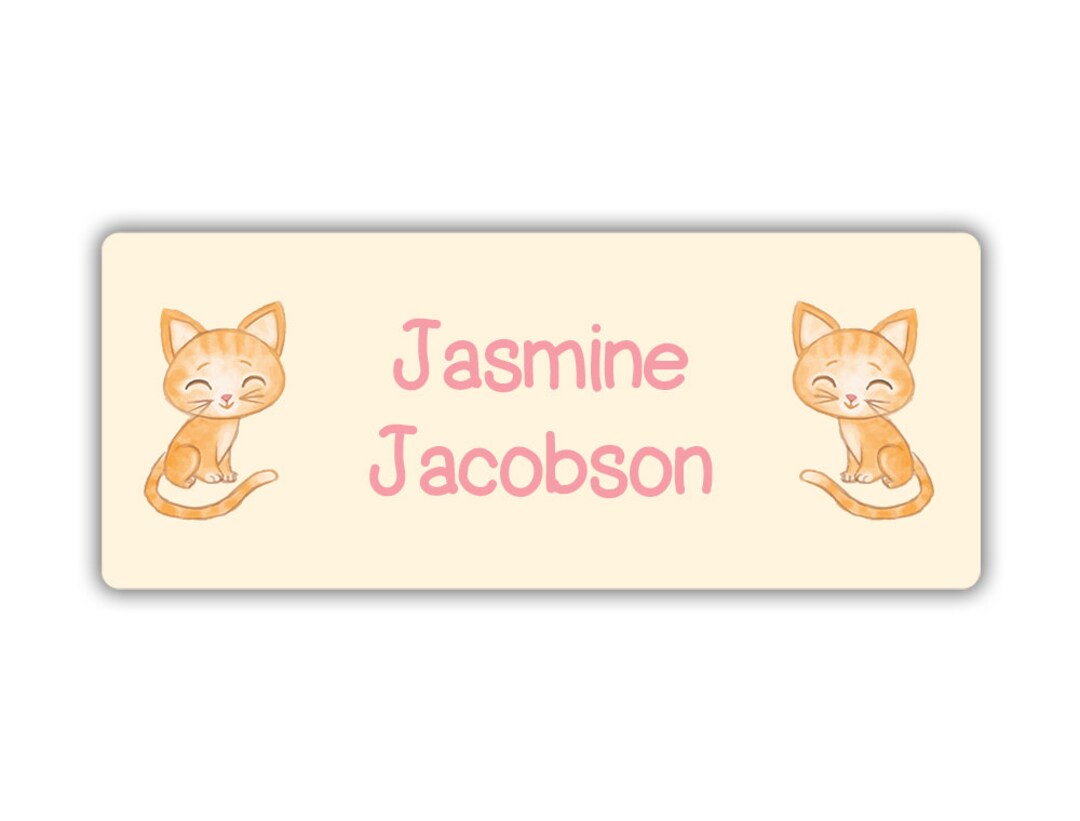 Cat Name Labels 30 Cat Waterproof Labels Waterproof Name - Etsy