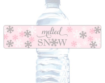 Melted Snow Winter Onederland Themed Water Bottle Labels SET of 12 - Etsy