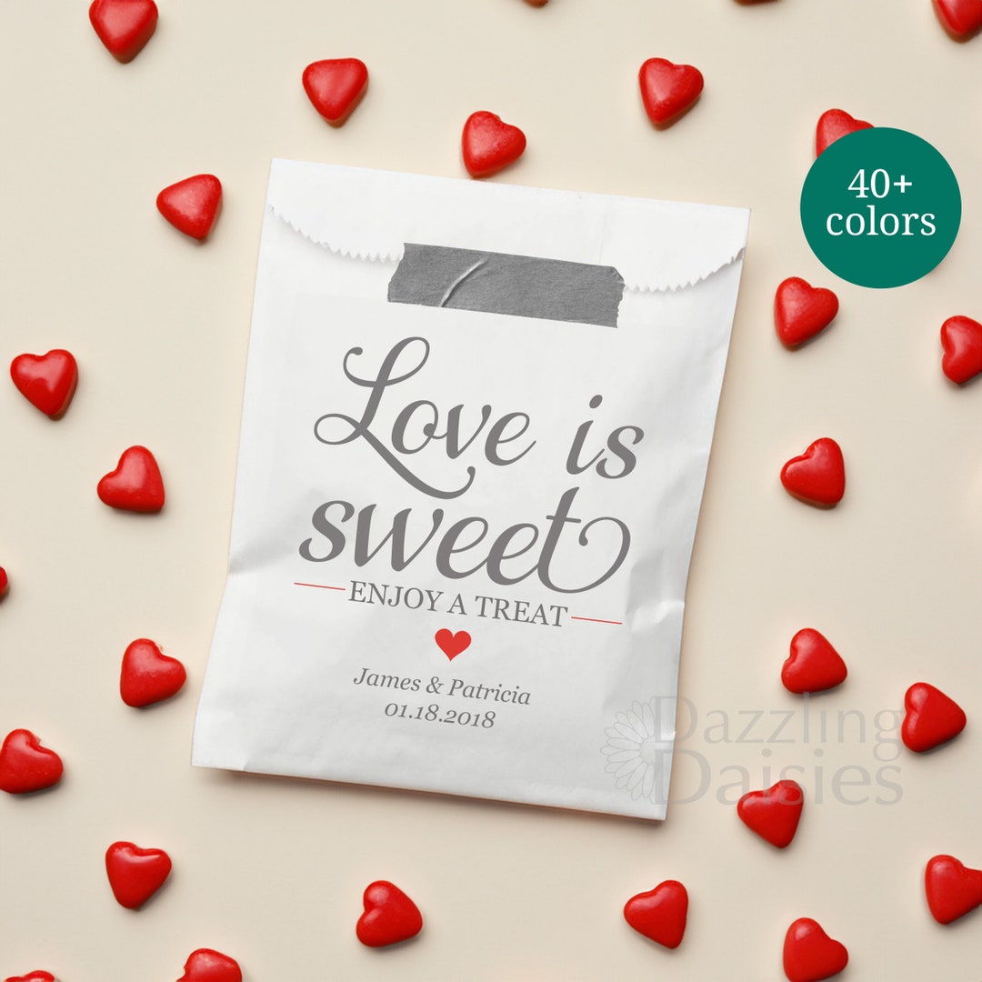 Love is Sweet Bags for Candy Grease Resistant, Bridal Shower Favor Bags ...