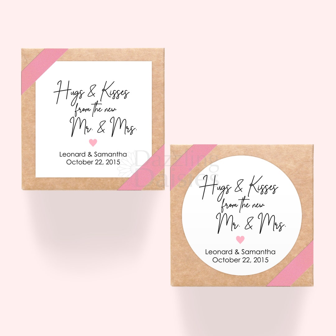Hugs and Kisses From the New Mr and Mrs Stickers, Hershey Kisses Favors ...