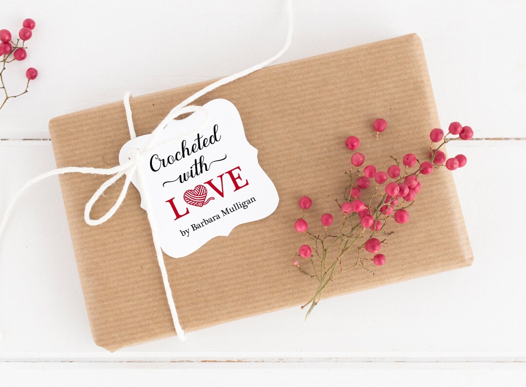 Crocheted With Love Tags Personalized, Crochet Knitting Labels ...