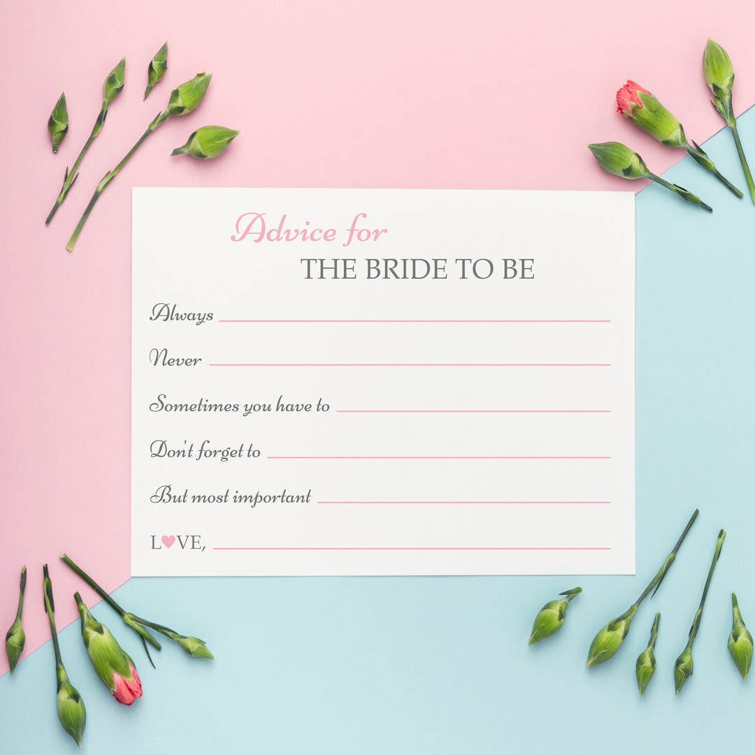 Bridal Shower Advice Cards, Advice for the Bride to Be, Mad Libs ...