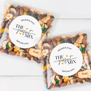 The Perfect Mix Stickers and Bags, Trail Mix Wedding Favors, Edible ...