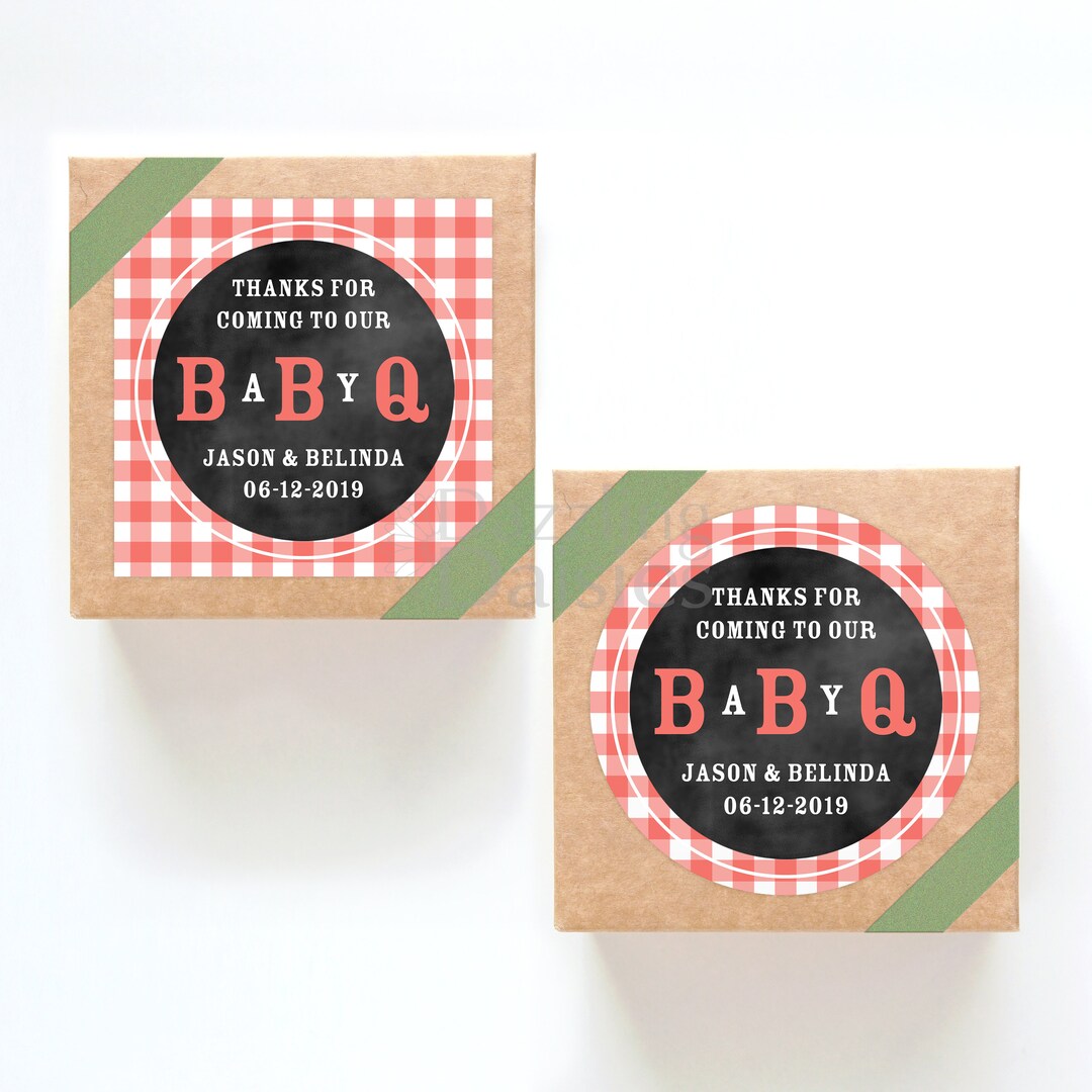 Baby Q Stickers, Summer Barbecue Baby Shower Thank You Labels, BBQ ...