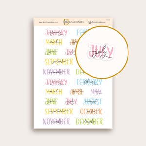 Month Header Sticker for Calendar, Agenda, Months Planner Stickers ...