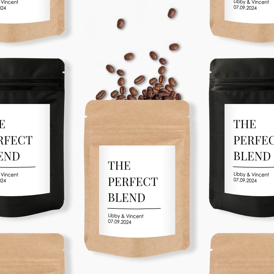 The Perfect Blend Coffee Bags, Tea Wedding Favors, Custom Bridal Shower ...