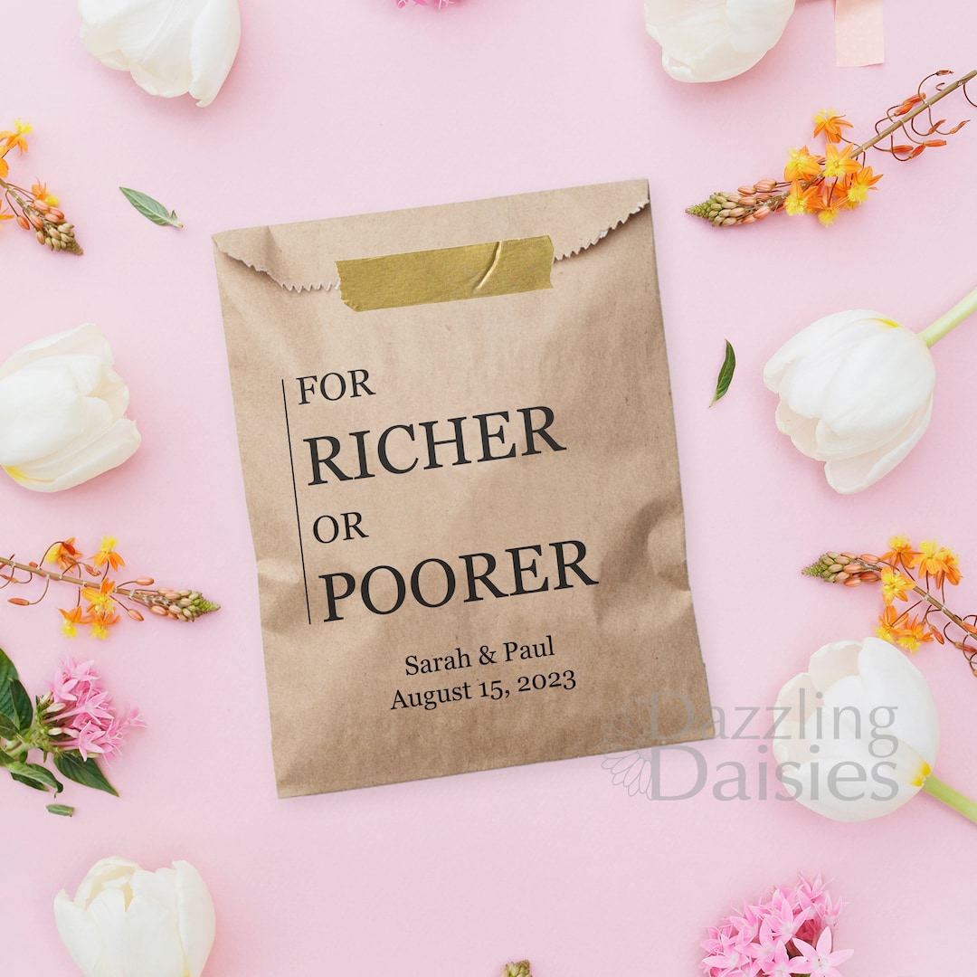 For Richer or Poorer Bags, Wedding Scratch off Holder, Lottery Ticket ...