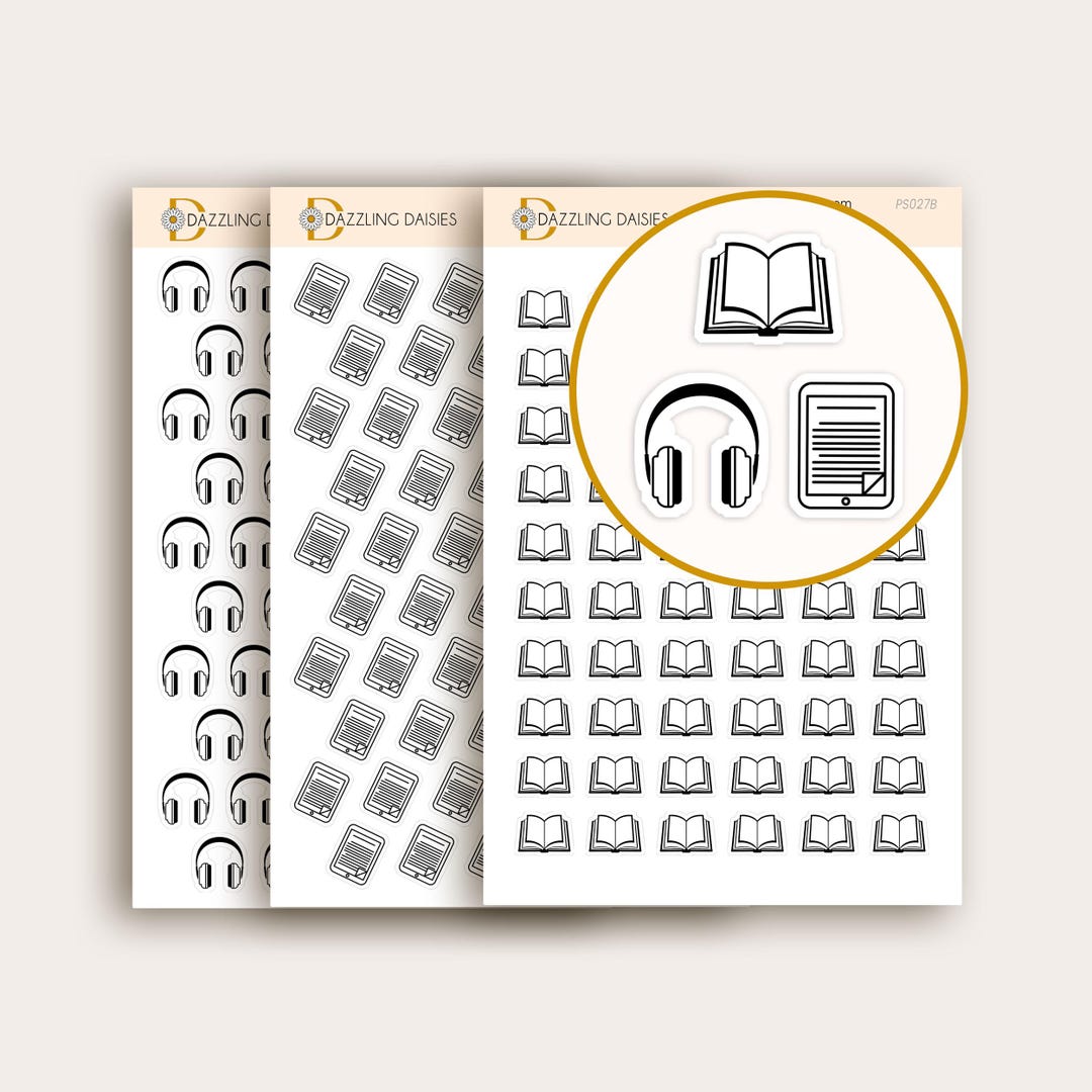 Book Planner Stickers, Audiobook Icon, Ebook, Bookish Reading Journal ...
