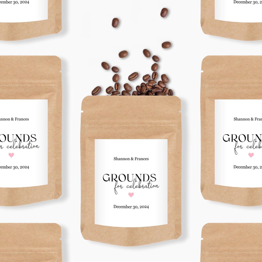 Grounds for Celebration Stickers and Bags, Coffee Wedding Favors ...