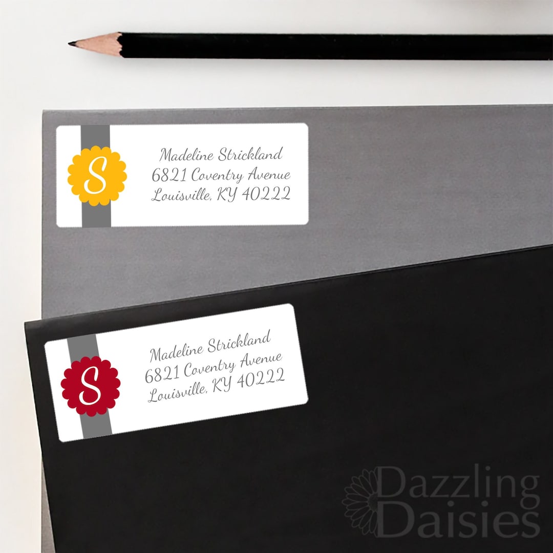 Monogram Return Address Labels, Custom Elegant Mailing Stickers for ...