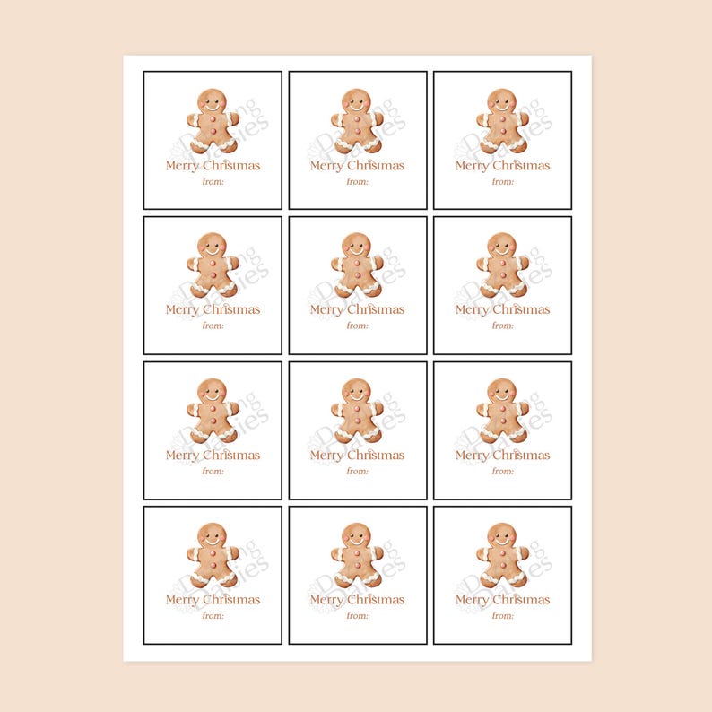 Gingerbread Man Gift Tags Printable, Christmas Favor Tag, Holiday ...