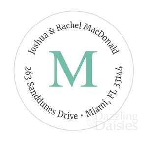 Round Return Address Labels, Monogram Envelope Seals, Personalized ...