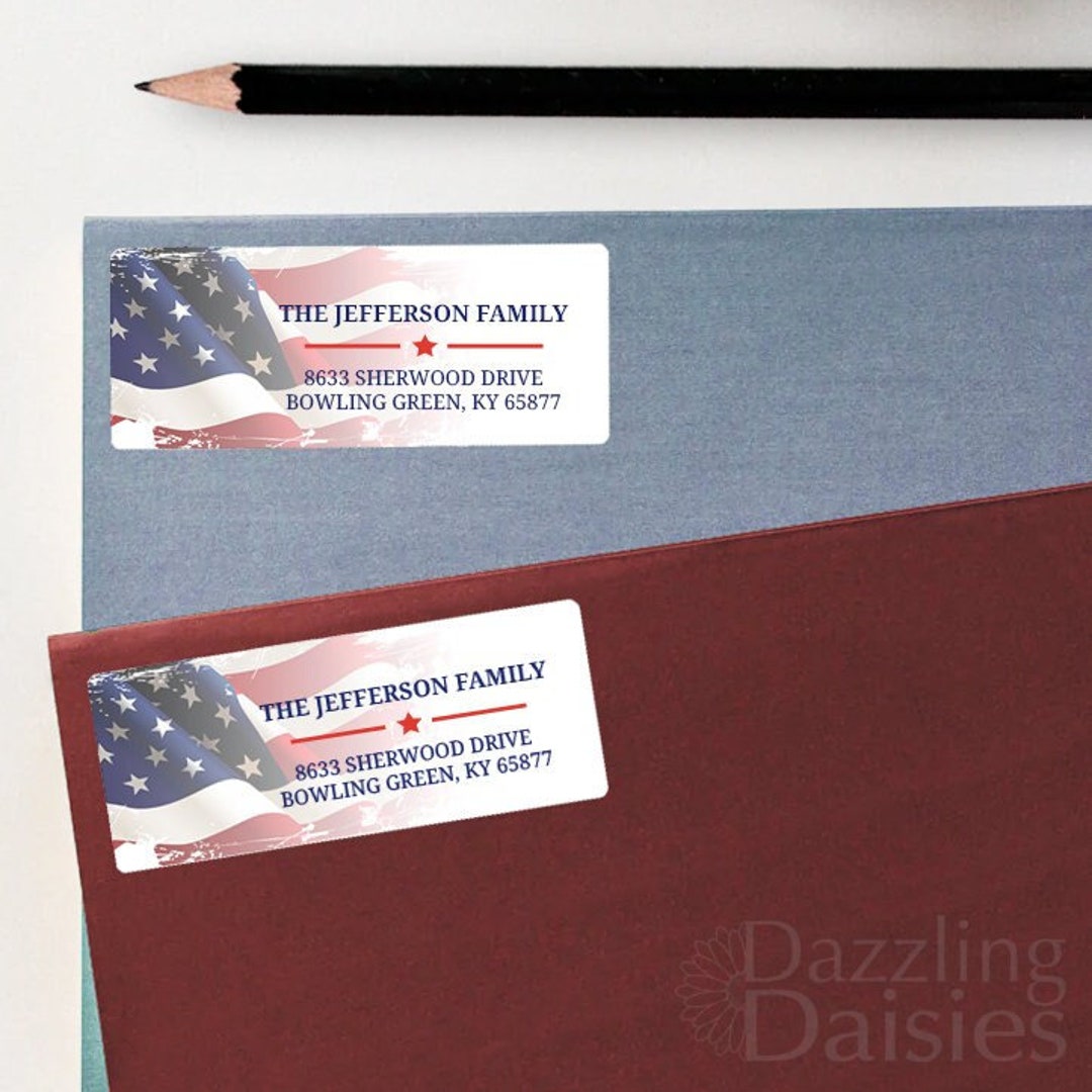 Patriotic Address Labels, American Flag Return Address Stickers, 4th of ...