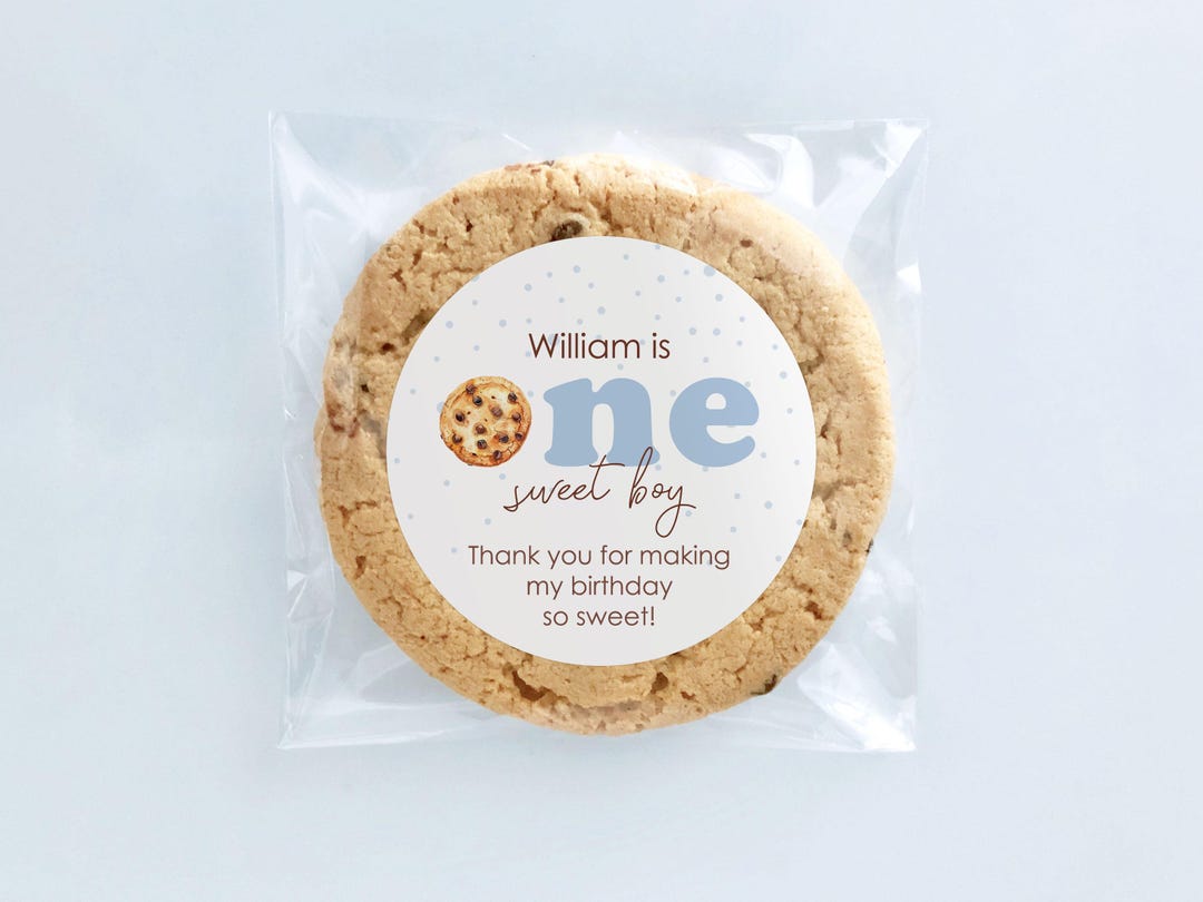 One Sweet Boy First Birthday Cookie Favor Bags and Stickers ...