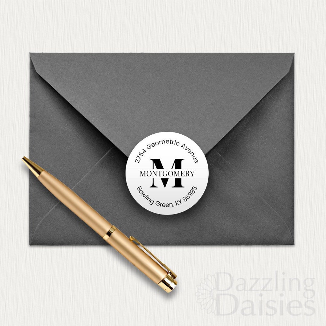 Round Monogram Envelope Seals, Personalized Address Labels, Return ...