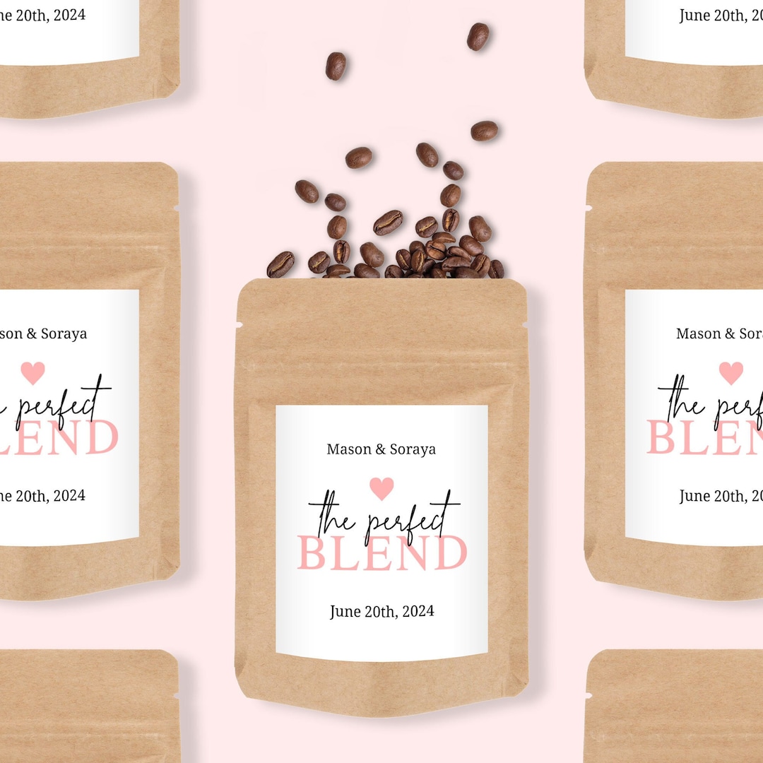 The Perfect Blend Tea Bags, Coffee Bean Wedding Favors, Custom Bridal ...