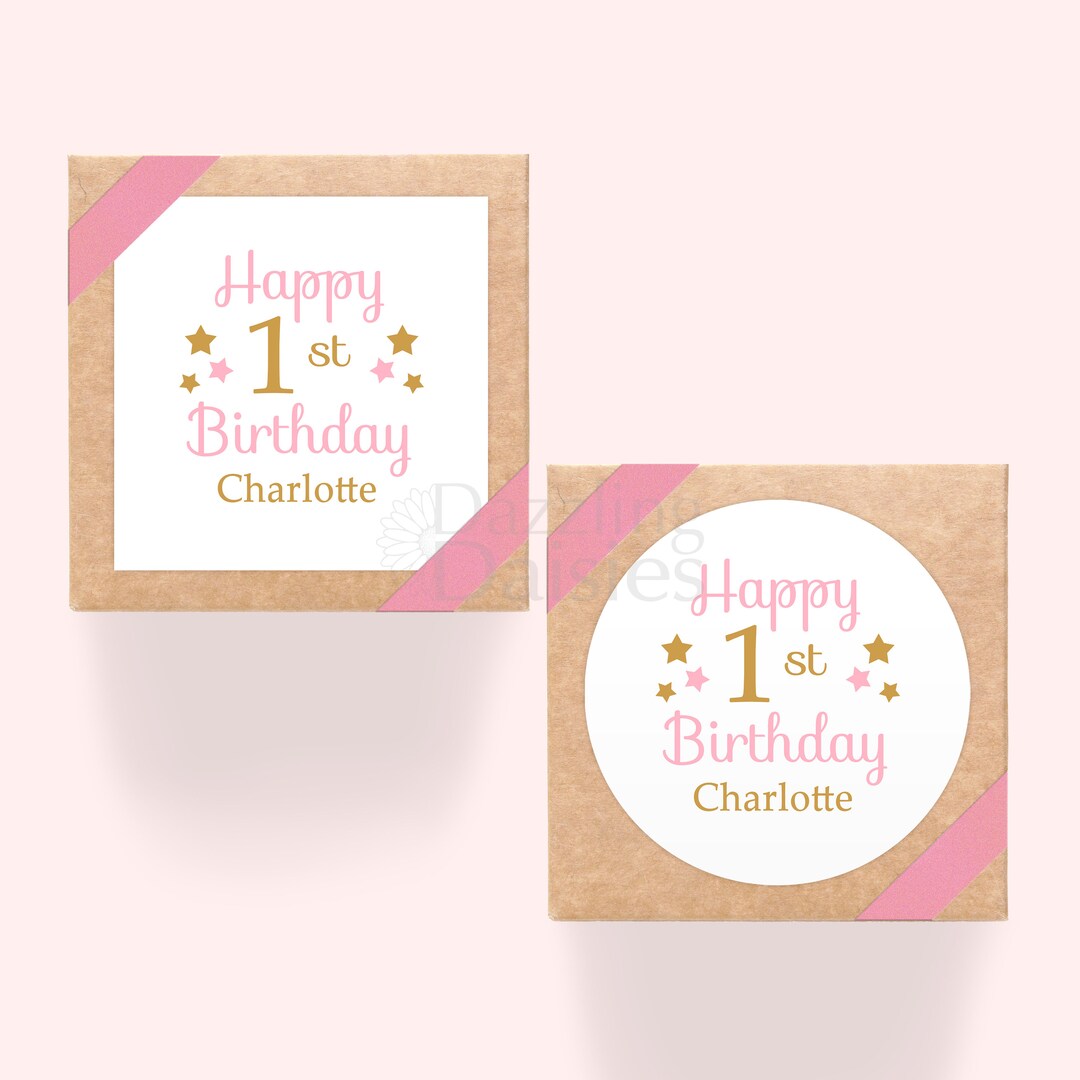 Birthday Stickers Happy Birthday Stickers First Birthday Stickers Pink ...