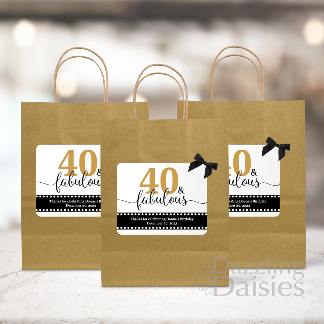 40 and Fabulous Bags, Birthday Goodie Bags Adult, Favor Swag Bags for ...