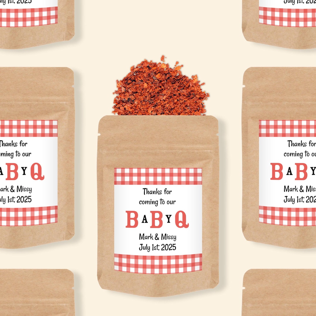 Baby Q Favors Seasoning, Baby Shower BBQ Sticker Labels for Dry Rub ...