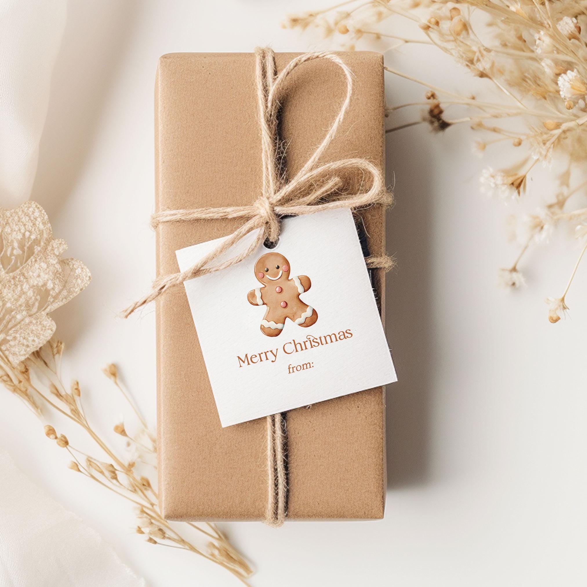 Gingerbread Man Gift Tags Printable, Christmas Favor Tag, Holiday ...