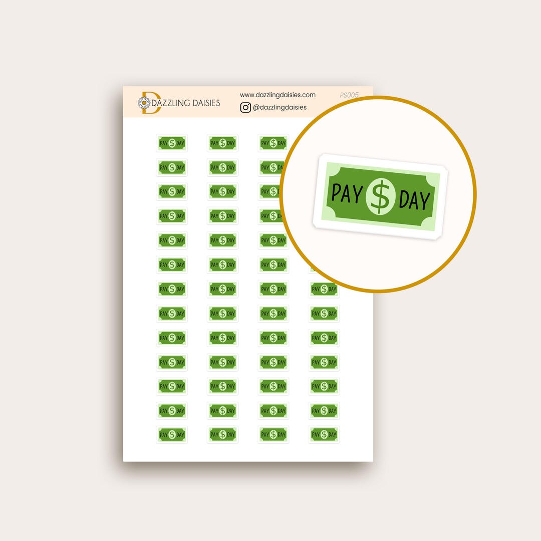 Pay Day Stickers, Payday Planner Stickers for Calendar, Money, Finance ...