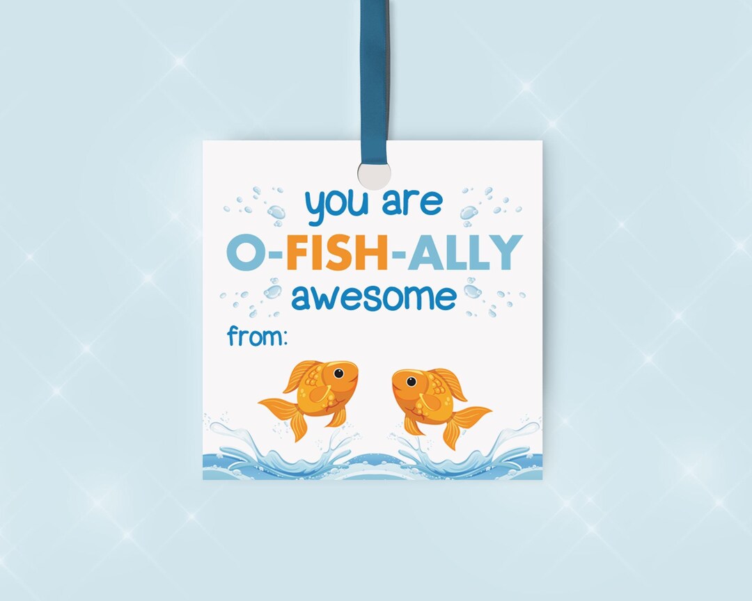 Goldfish Valentine Tag, Printable Ofishally Favors for Teachers ...