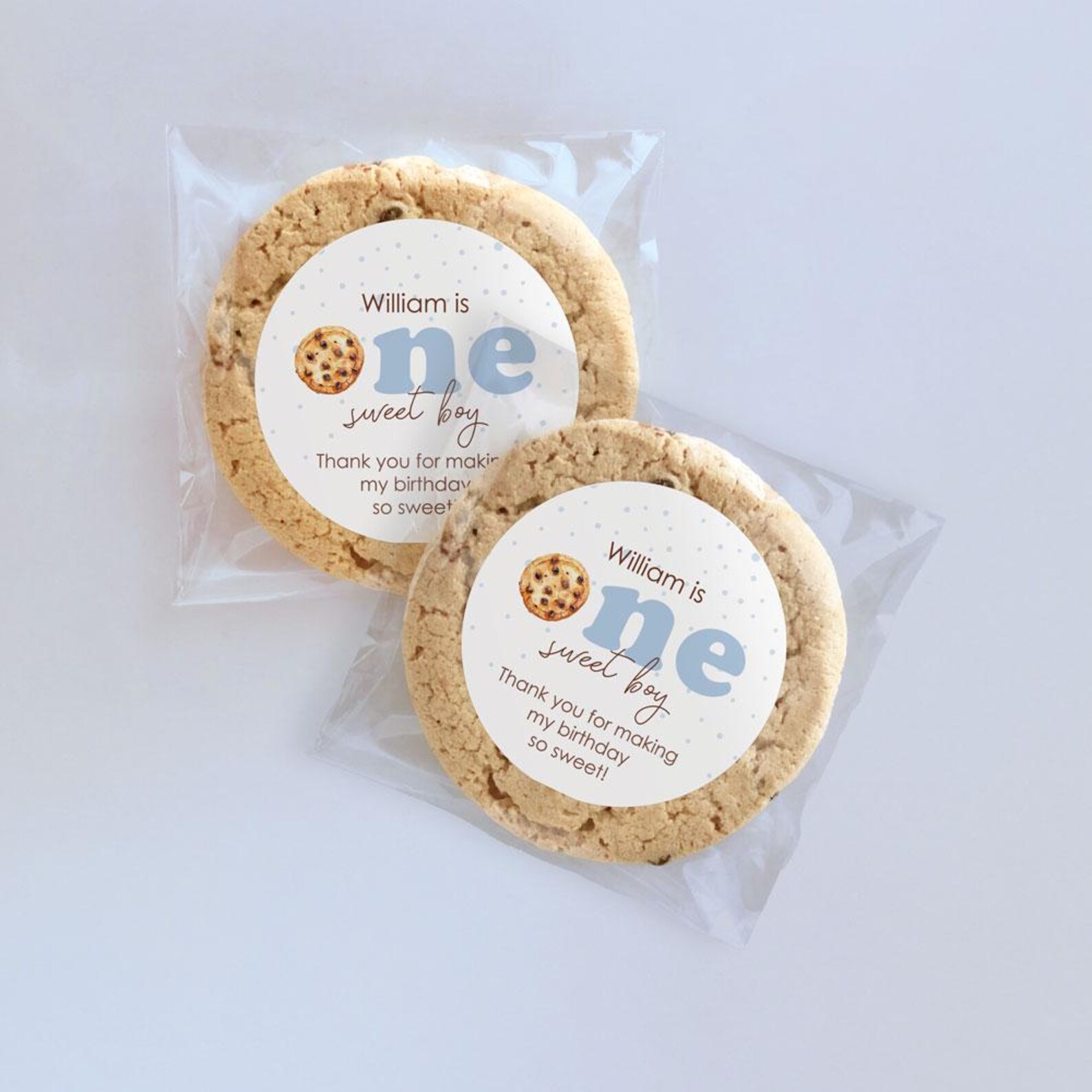 One Sweet Boy First Birthday Cookie Favor Bags and Stickers ...