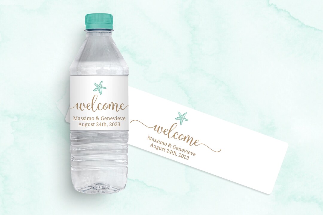 Welcome Water Bottle Label Wedding Water Bottle Labels starfish Water ...